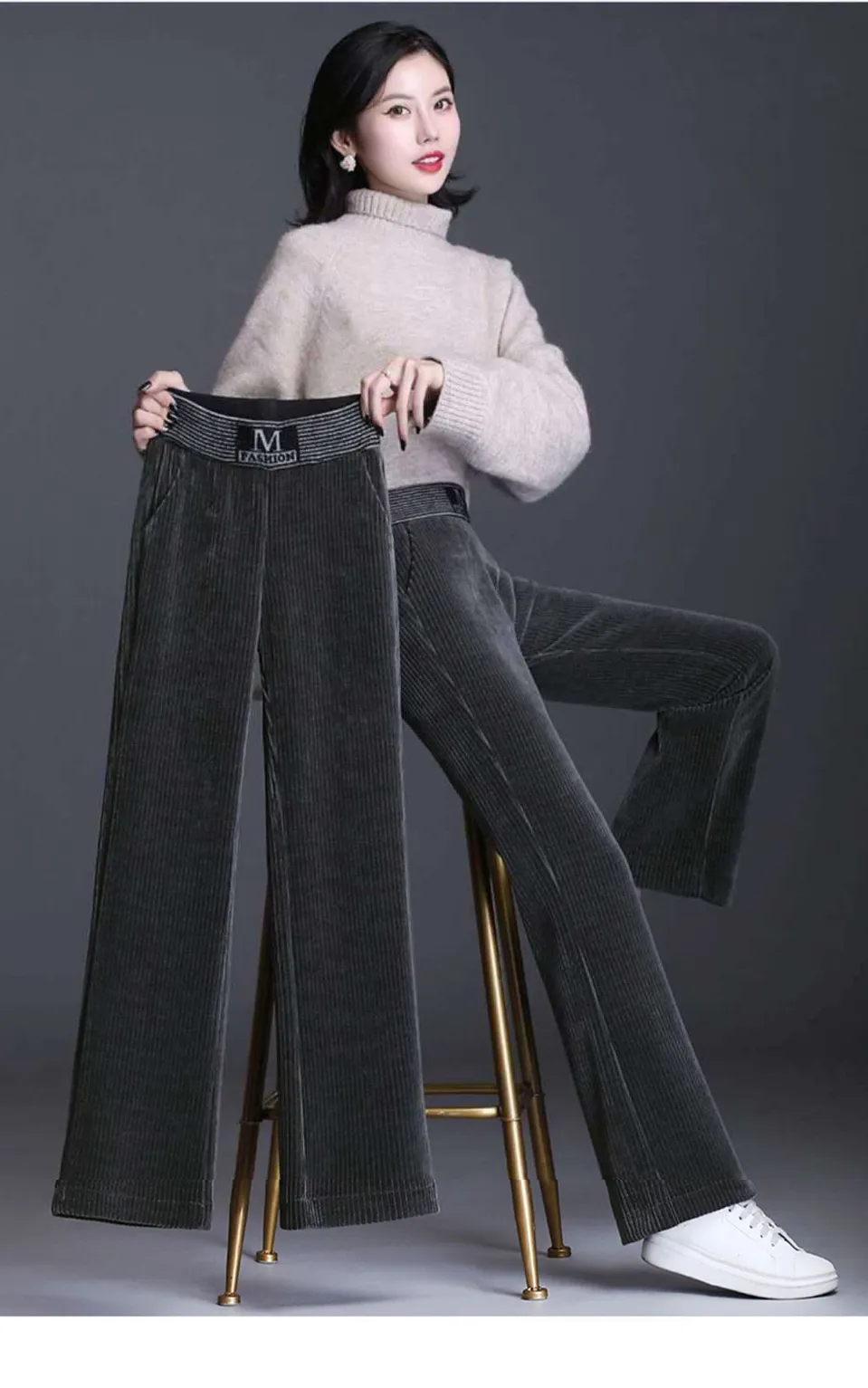 DHgate.com:Winter Cozy Corduroy Pants: Elegant Plus Velvet DHgate.com:Winter Cozy Corduroy Pants: Elegant Plus Velvet