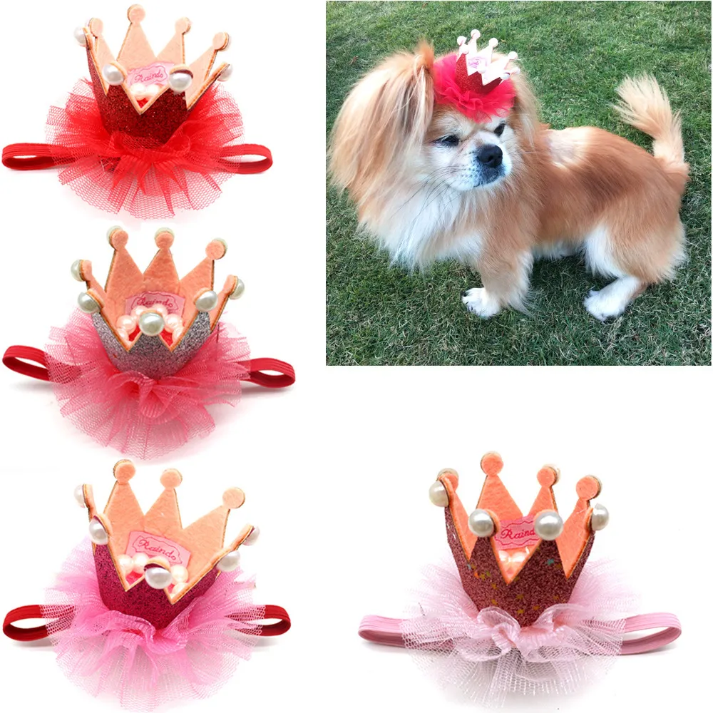 DHgate.com:Adjustable Pearl Sequin Lace Pet Dog Cap for Birthdays and ...