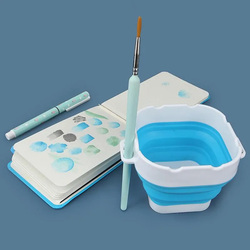 Collapsible Paint Brush Cup: 1.2L Silicone Folding Bucket with Brush ...