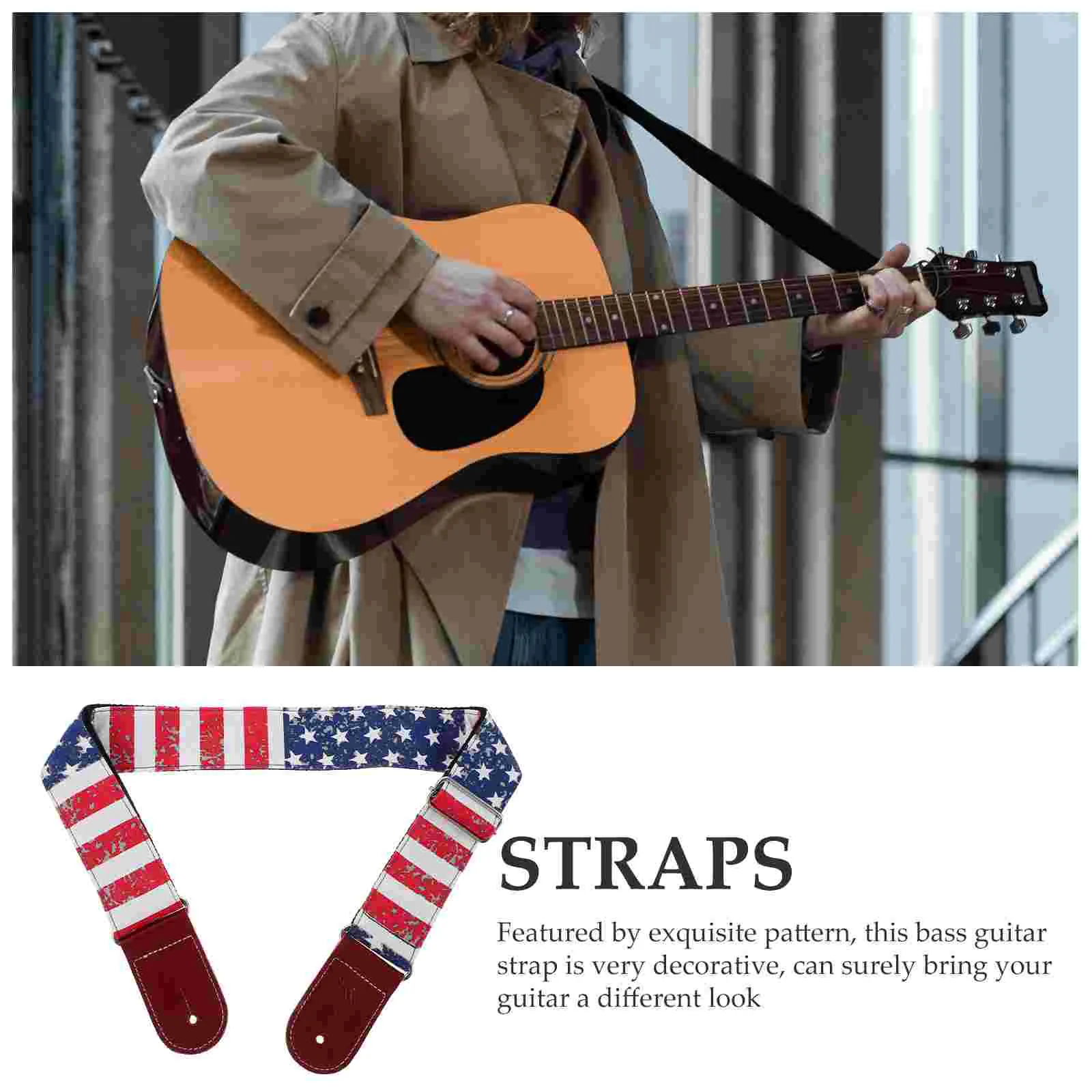 Bass Guitar Strap Adjustable Electric Guitar Sling Strap With USA Flag ...