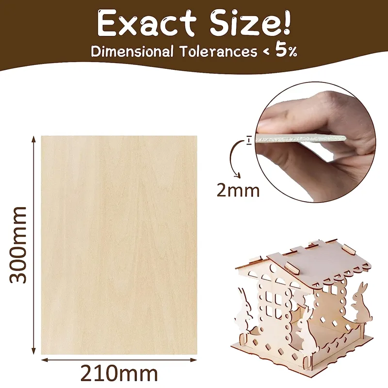Plywood Panels A3 Wooden Panel Fretsaw Wood For DIY Woodworking, Laser ...