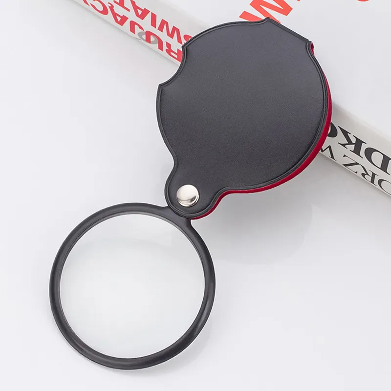 Jewelers Magnifying Glass 60mm Portable 5X Reading Magnifier with Faux ...