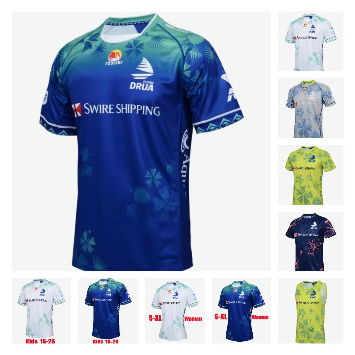 Fiji Drua Rugby Jersey 2024 Polyester, Respirant, Séchage Rapide, Mèche ...