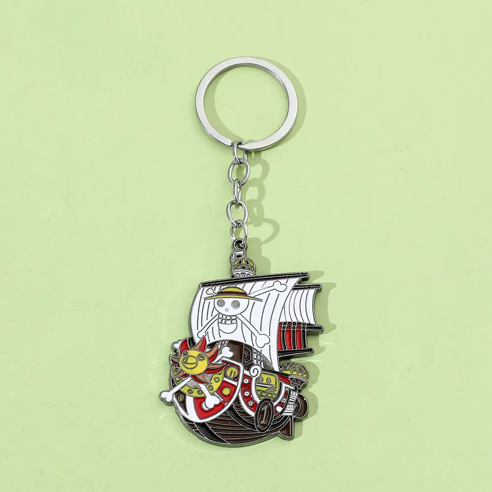 Anime One Piece Keychain Monkey D. Luffy Pirate Metal Pendant Key Chain ...