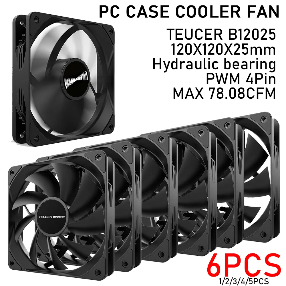6-Pack TEUCER CPU Cooler Fans, 120mm PWM Cooling Fan with Hydraulic ...