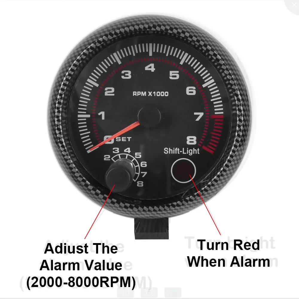 75 White Backlight LED Tachometer Shift Light for Car RPM Gauge from ...