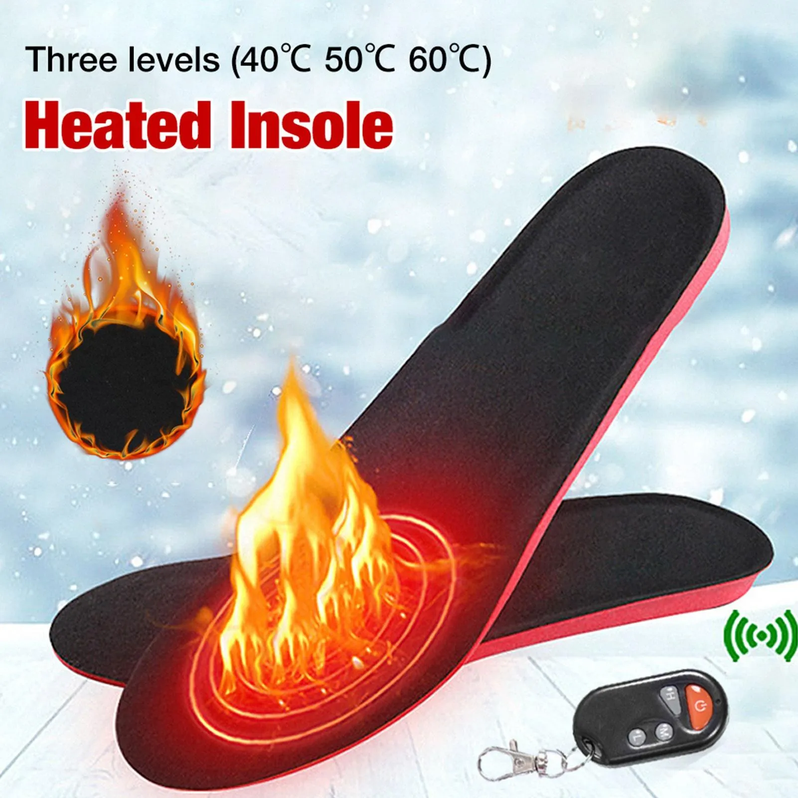 2V Electric Heated Insoles, USB Rechargeable Remote Control Warm ...