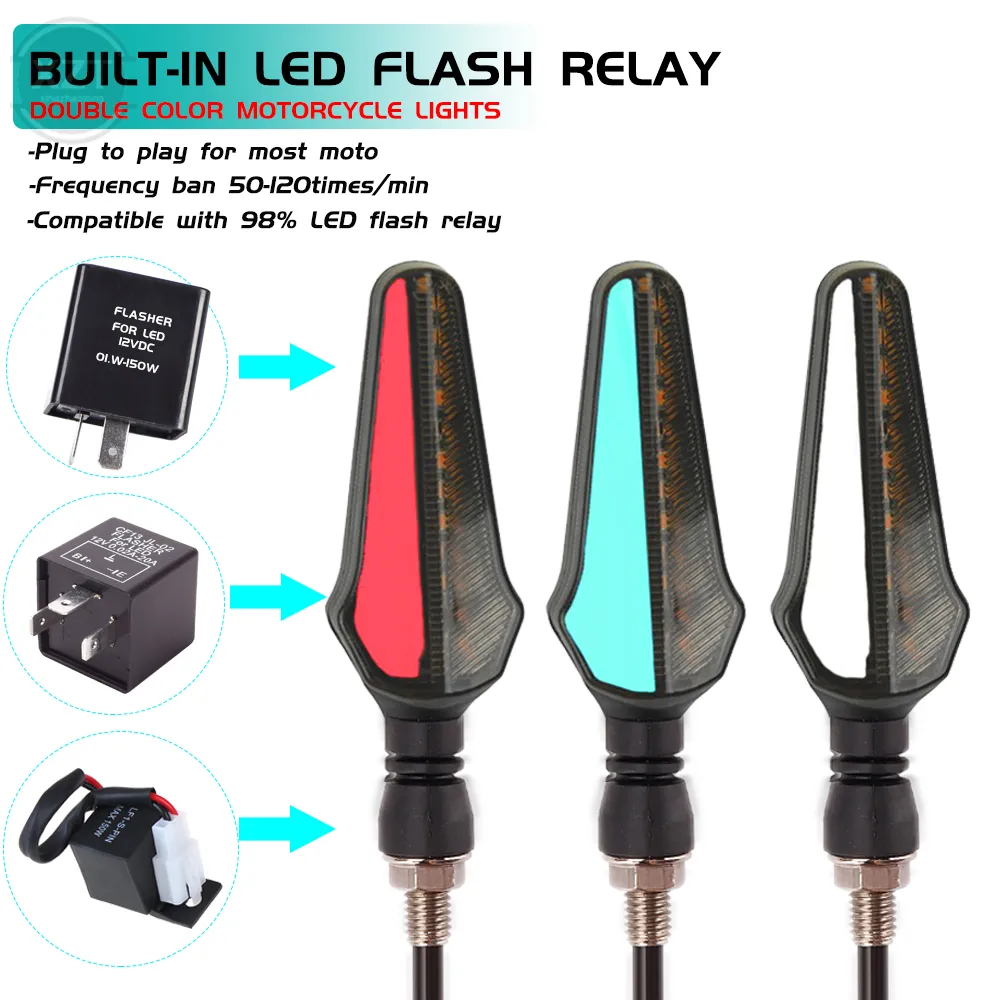 2-PackIP65 Waterproof Motorcycle LED Turn Signals, Flowing Water ...