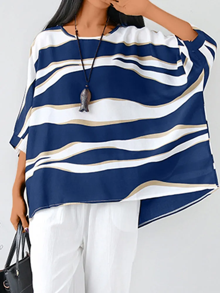 DHgate.com:Oversized Striped Blouses for Women, Baggy Half Sleeve ...