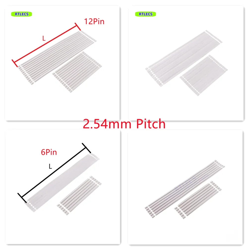 Wire UL2651 26 AWG Grey Flat Cable 2.54 mm Pitch 50 100 200 mm Length ...