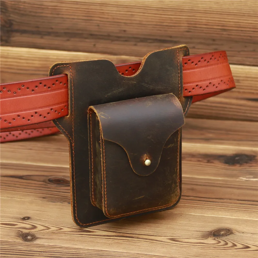 Fanny Waist Bag for Men - Genuine Leather Belt Loop Hip Pack with Cell ...