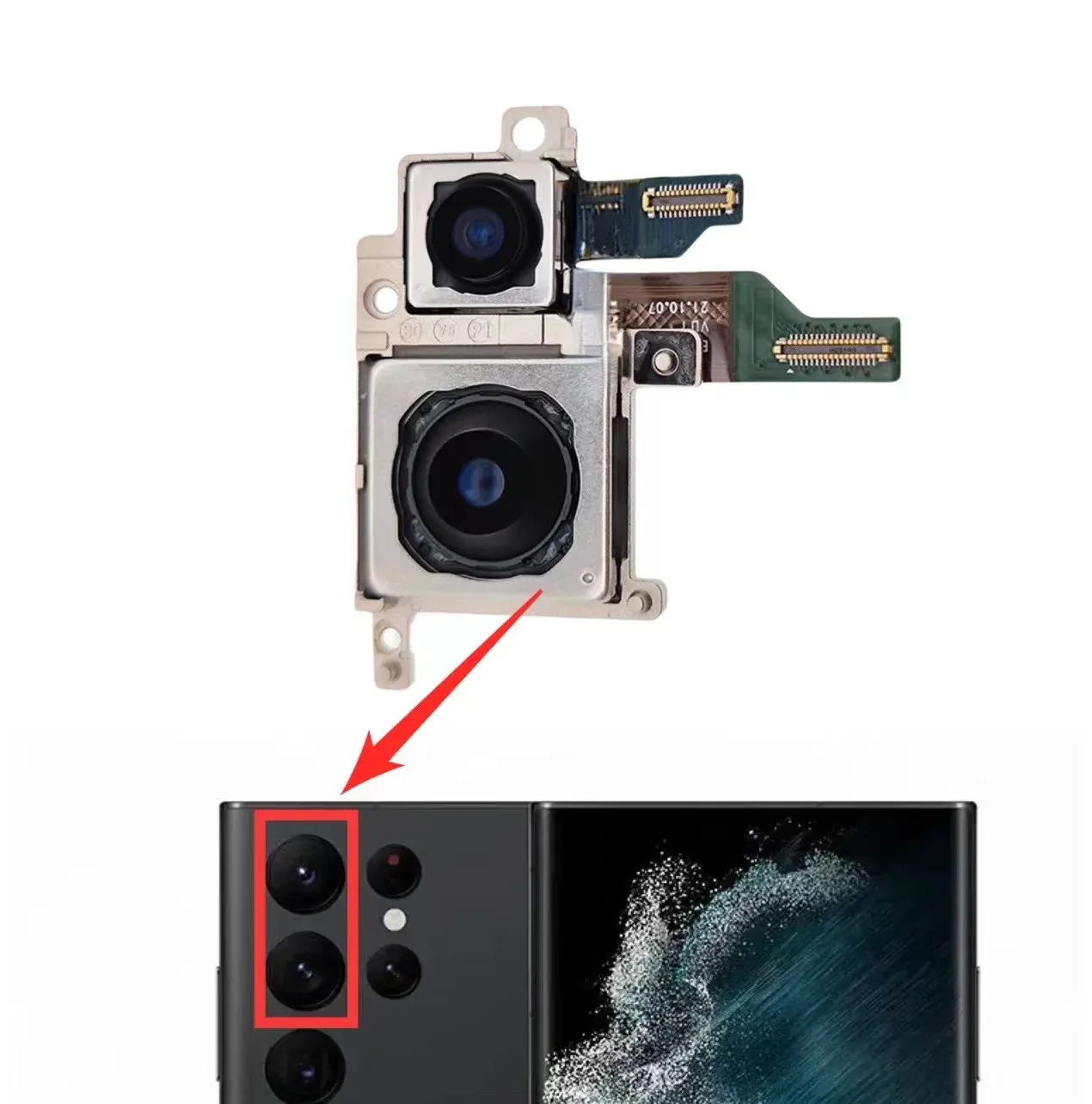 Front and Back Wide digital camera Flex for Samsung Galaxy S22 Ultra SM ...