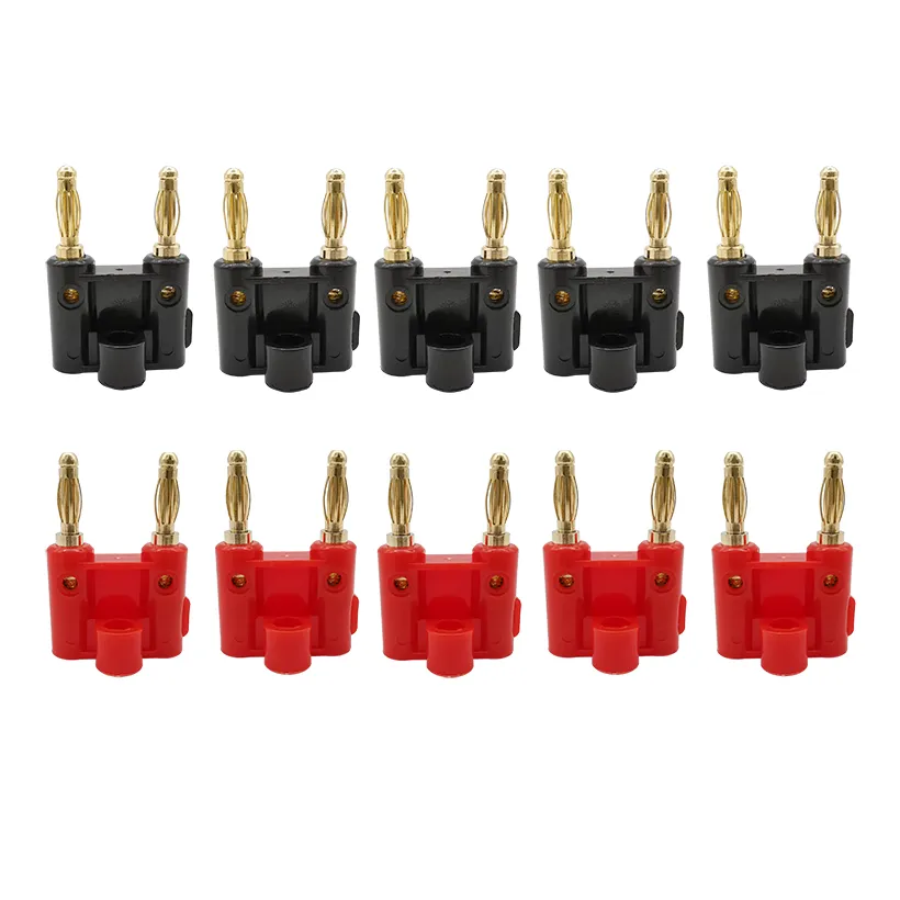 2/Gold-Plated 4mm Double Row Banana Plug Male Cross Connector Speaker ...