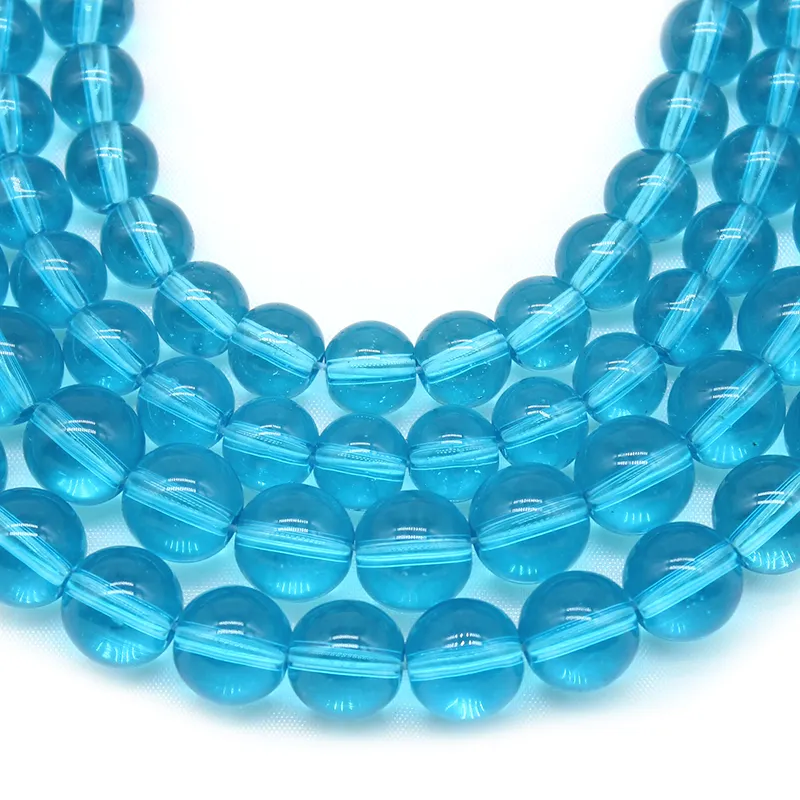 Natural Stone Beads Jewelry Making Round Light Blue Glass Spacer Beads ...