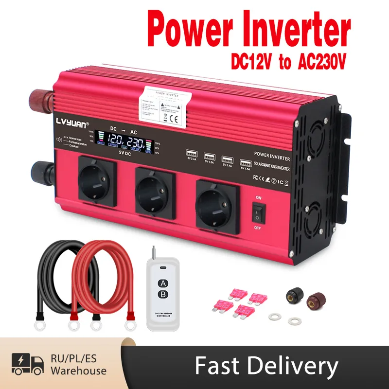 12V Power Inverter 24V Vehicle Power Inverter 6000W DC To AC Converter ...