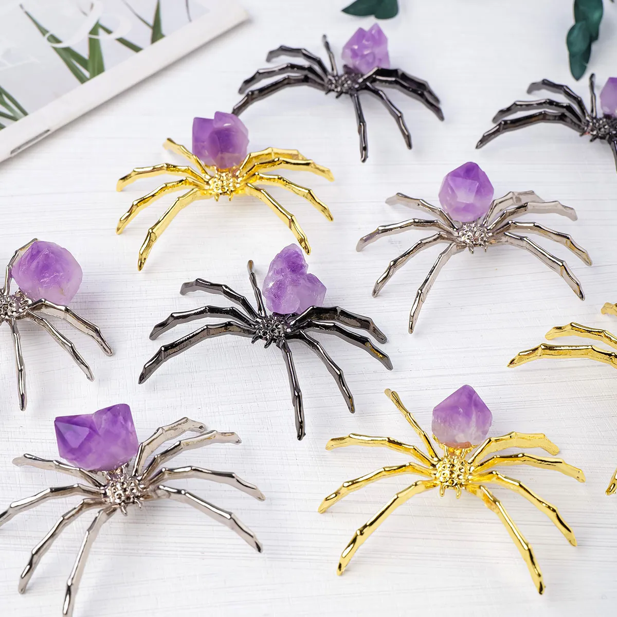 Natural Amethyst Cluster Spider Gemstone Ornament: Feng Shui, Halloween ...