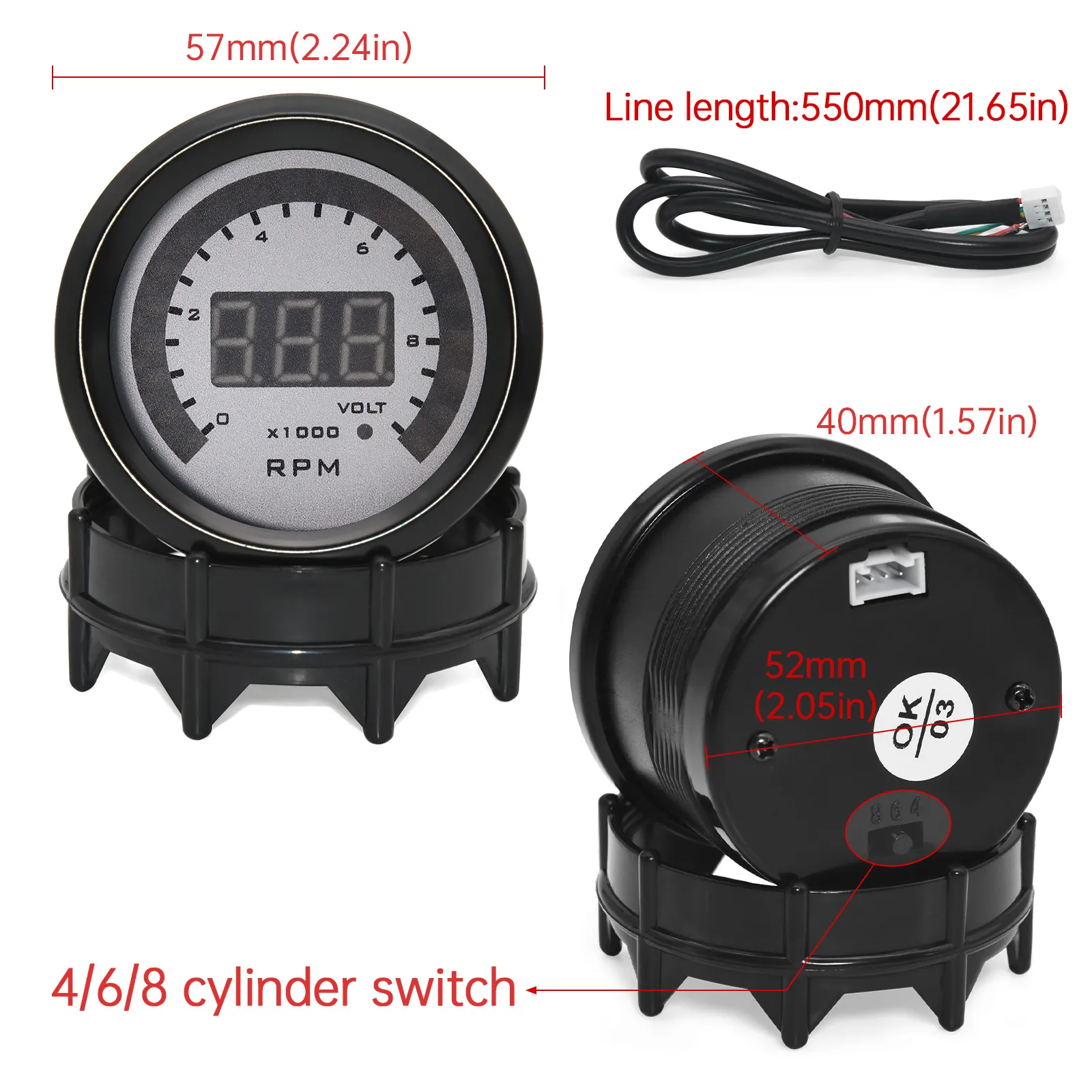 DHgate.com:2-in-1 Motorcycle Tachometer & Voltmeter Gauge, Digital LED ...