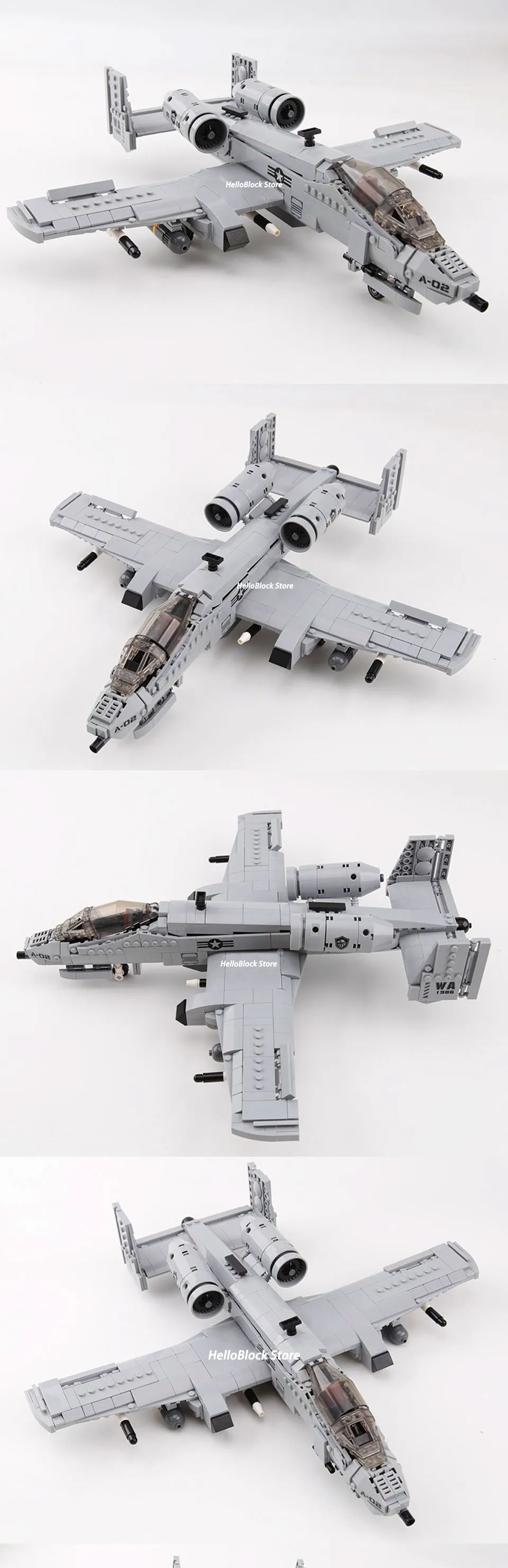 Thunderbolt II A10 Fighter Jet Building Blocks 3D Model Military Series ...