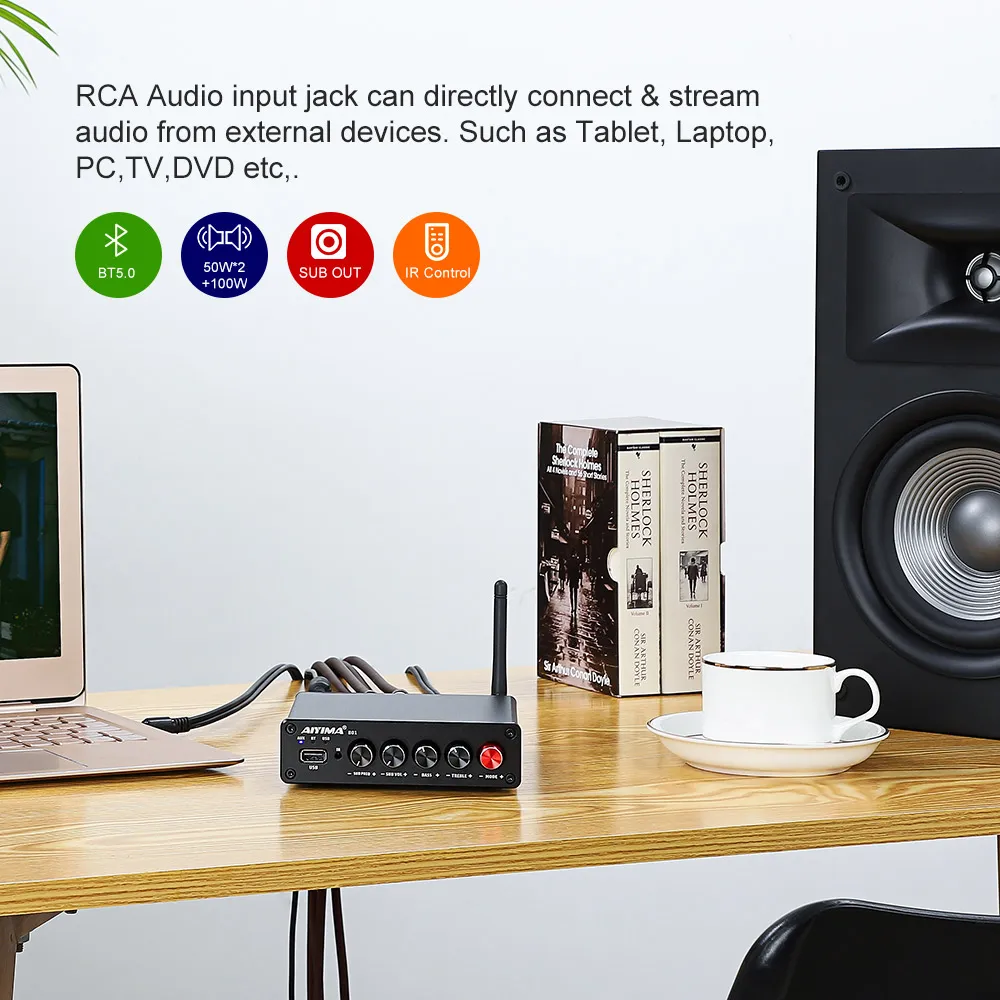 DHgate.com:AIYIMA TPA3116 Hi-Fi 2.1 Sound Speaker Amplifier Audio USB Amp - Bluetooth 5.0, 50Wx2 ...