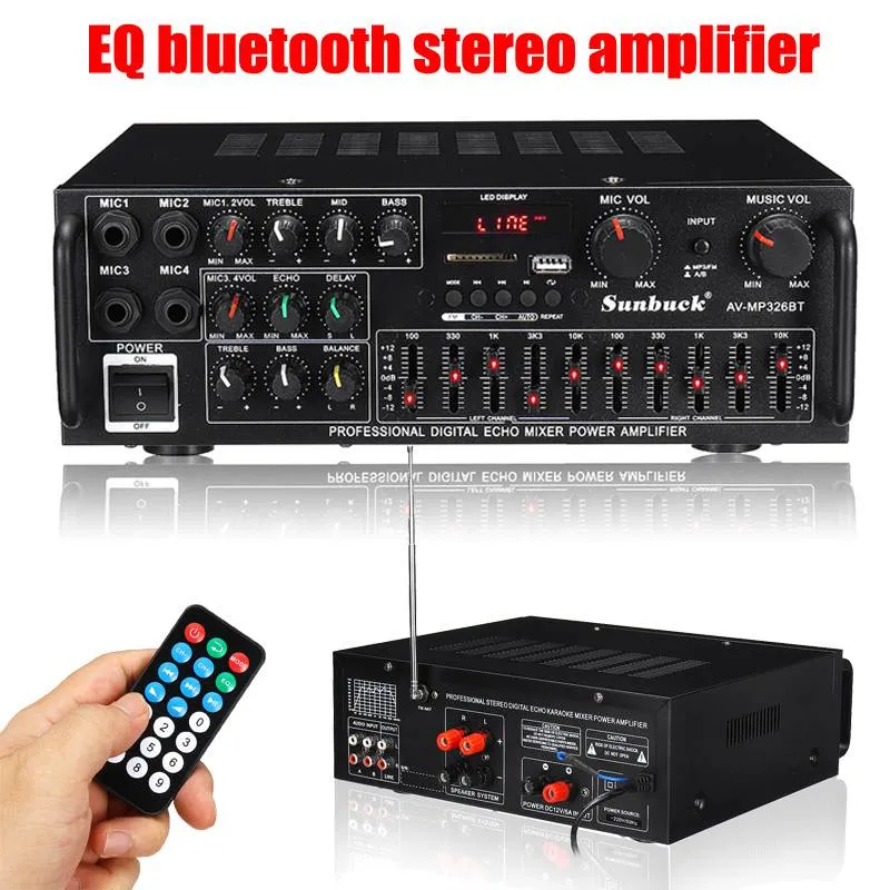 Bluetooth Car Subwoofer Audio Amplifier Mixer With USB/SD Input, Remote ...
