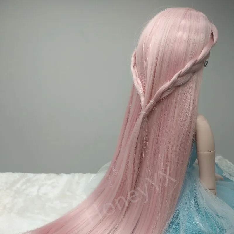 DHgate.com:BJD SD Doll Wig Long Pink Straight Synthetic Hair Middle ...