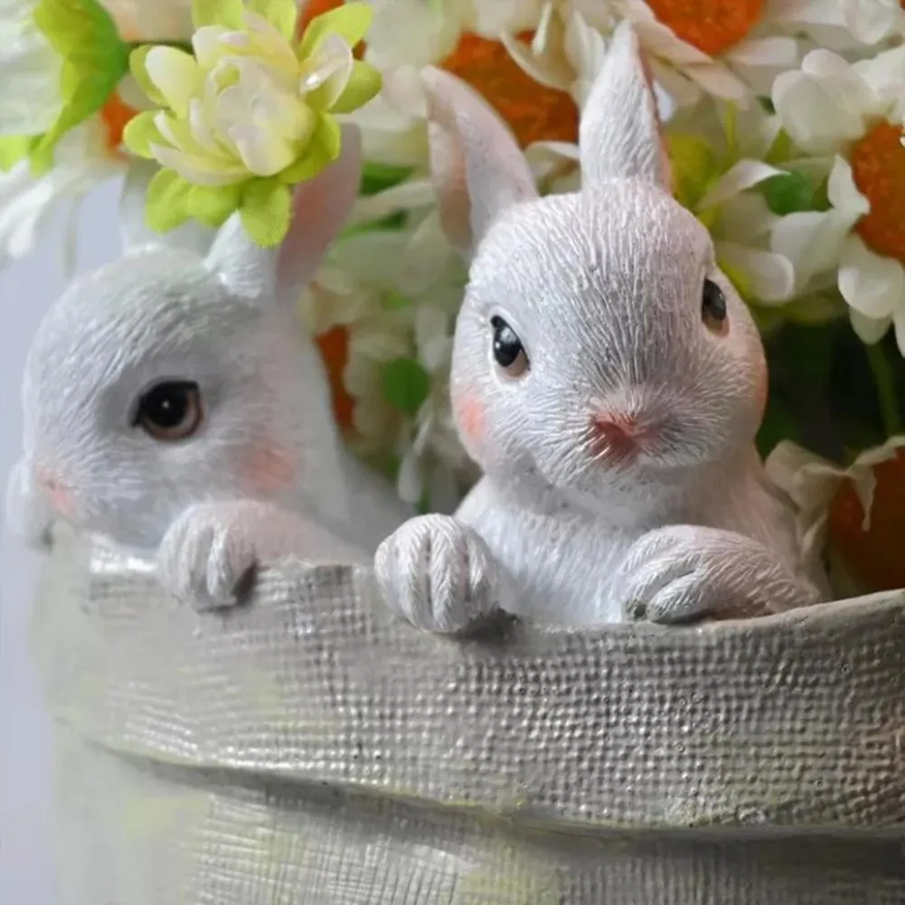 2024Exquisite Resin Rabbit Flower Pot, Hand-Painted Succulent Planter ...