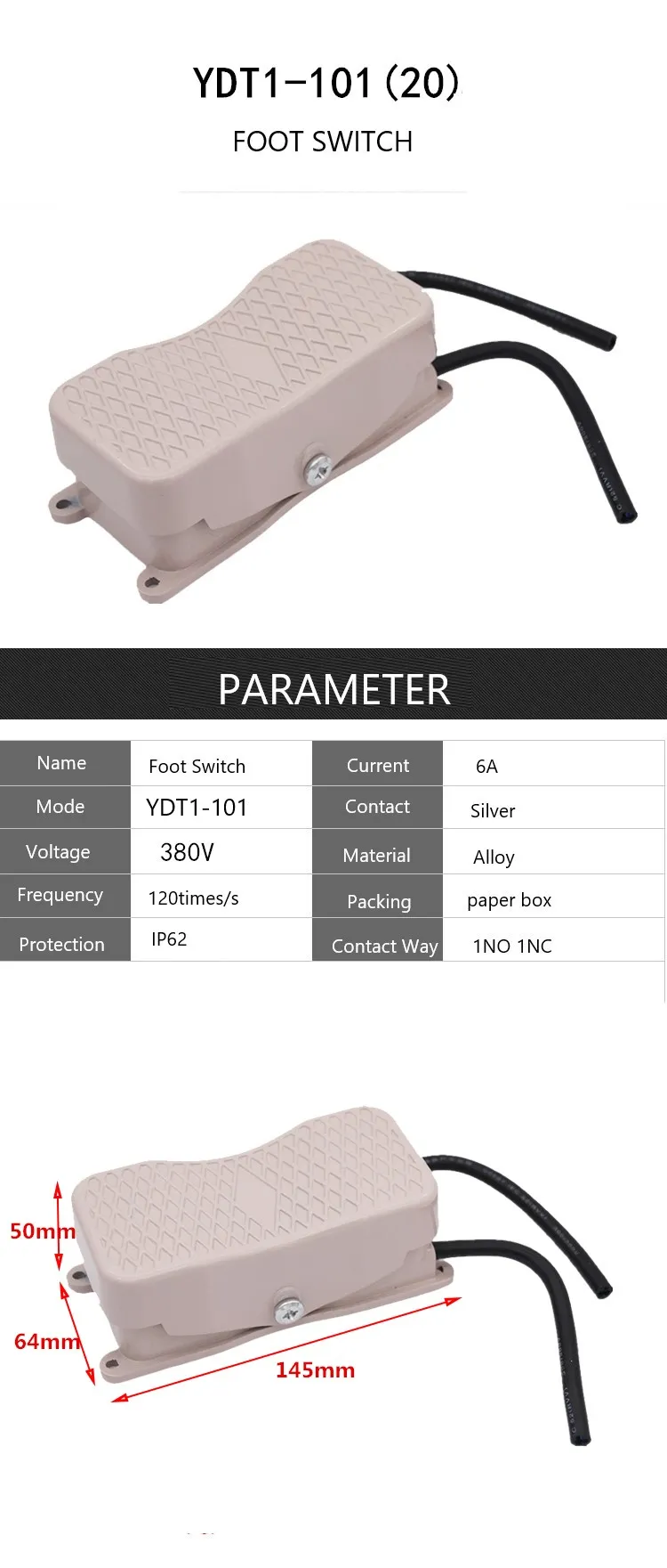Air Compressor Pressure Switch 220V Foot Operated Power Controller With ...
