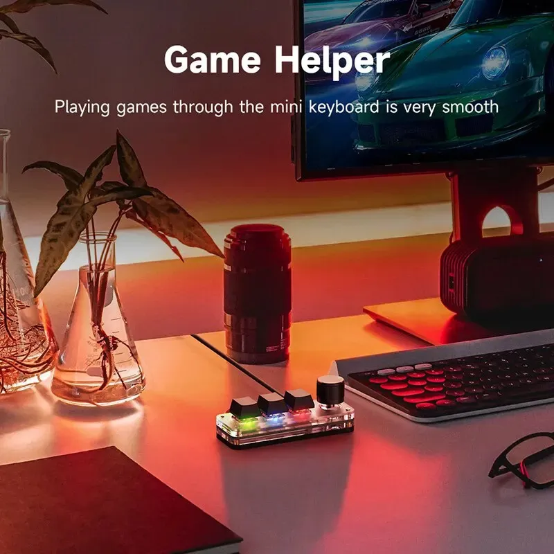 Mini 3 Key Mechanical Keyboard Keypads USB RGB Custom Macro Gaming ...