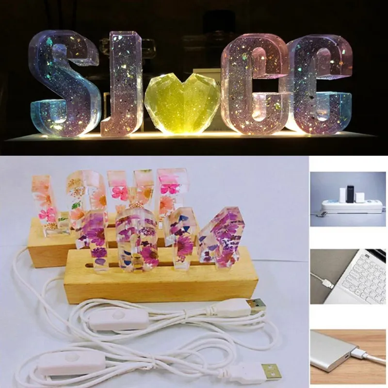 Crystal Glass Art LED Display Stand: Wooden Lighted Base for 3D ...