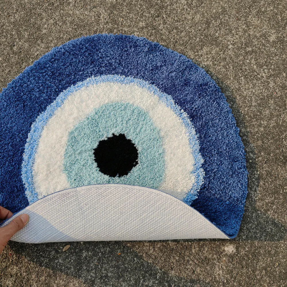 Anti Slip Floor Mat With Fluffy Evil Eyes Circle Design For Bedroom ...