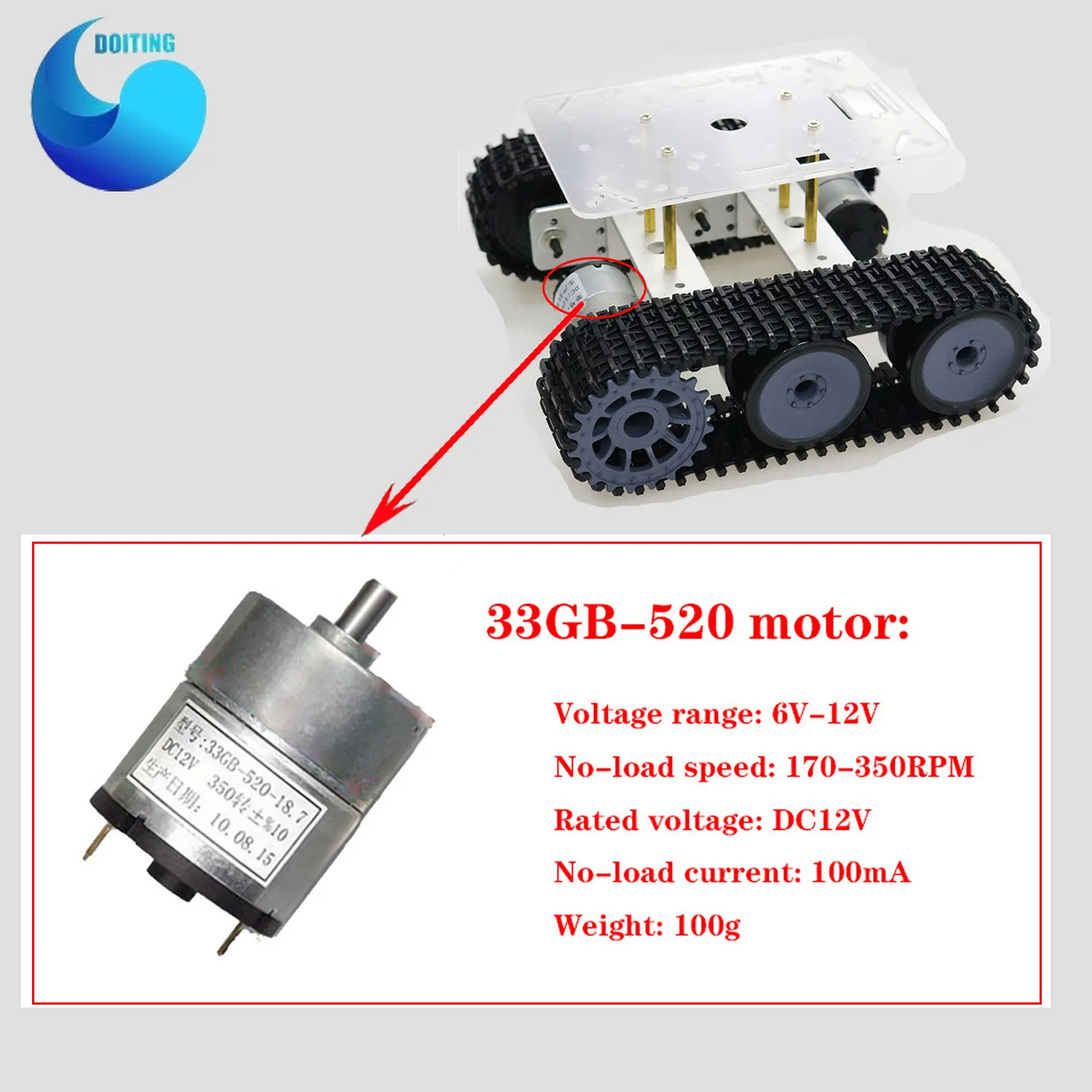 RC Metal Robot Tank Chassis DIY Kit with Plastic Tracks for Arduino ...