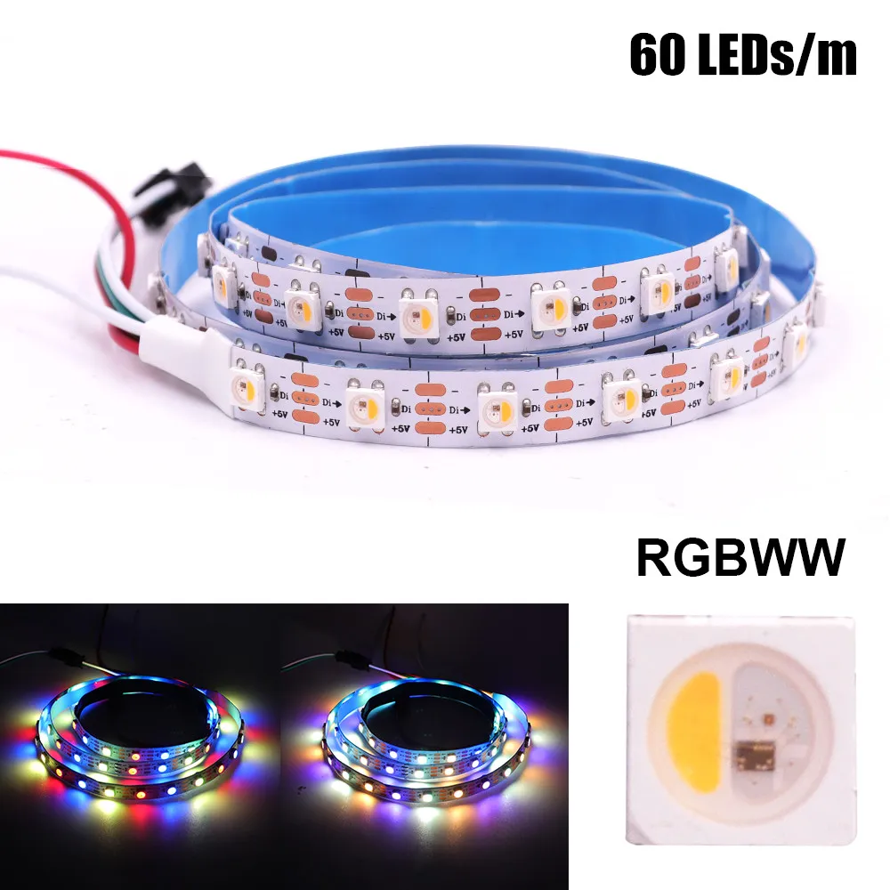 5V LED Light Strip Addressable RGBW WWA 4 In 1 LED Waterproof Flexible ...