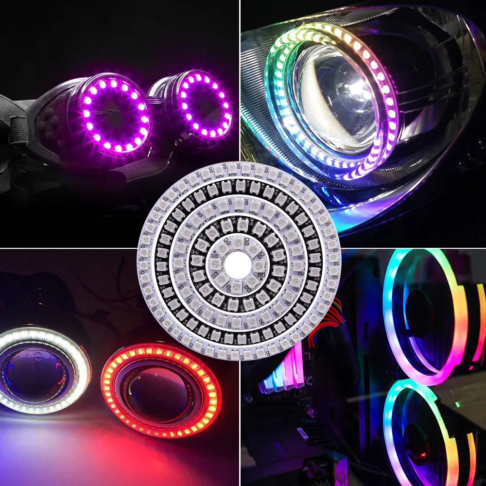 RGB LED Ring Light WS2812 Addressable Pixel Circle, Full Color, DC5V ...