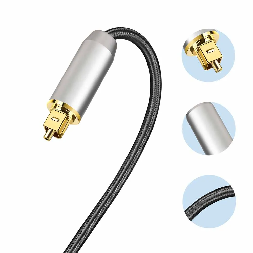 Optical Audio Toslink Cable, Digital SPDIF Cord, Gold Plated Fiber ...
