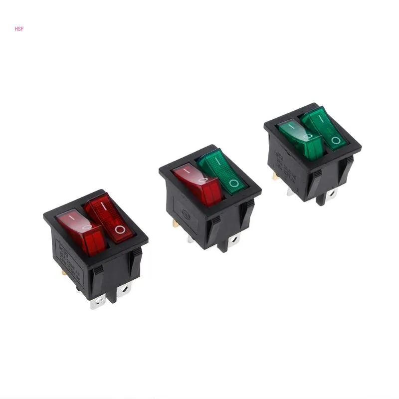 20A 125V 6-Pin Toggle Switch with Green and Red Illumination, Dual Boat ...