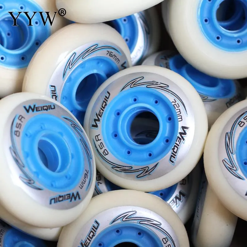 White/Green Inline Roller Skate Wheels - Durable Freestyle Tires for ...