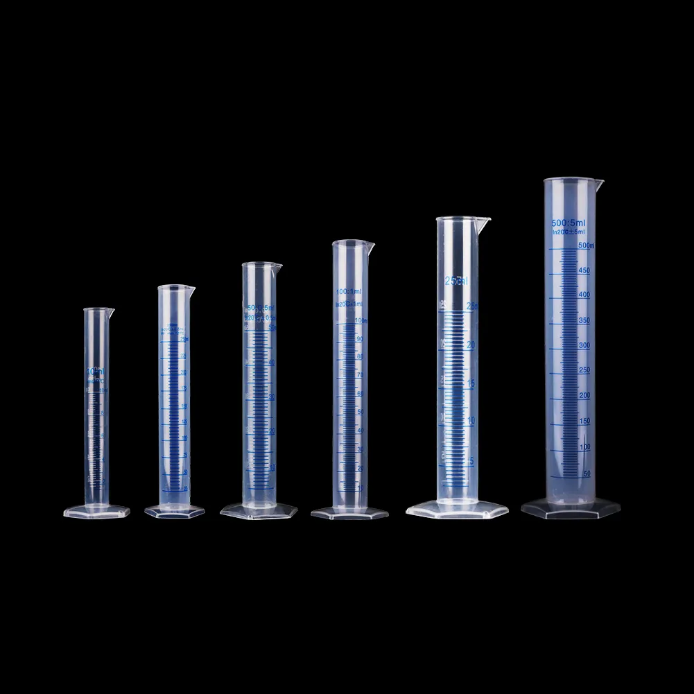 Plastic Graduated Measuring Cylinders 6-Pack - Clear Lab Standard ...