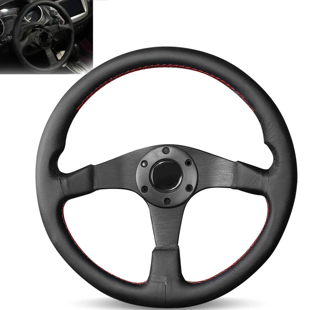 DHgate.com:Genuine Leather 350mm Racing Steering Wheel for VW Toyota ...