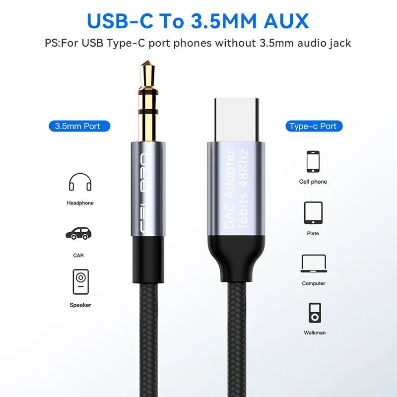 Usb Type C To Aux Cable Adapter: Premium Audio Jack Cord For Headsets ...