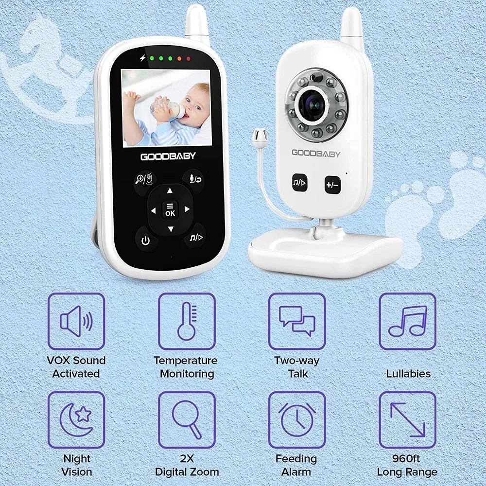 Video Baby Monitor with Camera and Audio, Auto Night Vision, Two-Way ...
