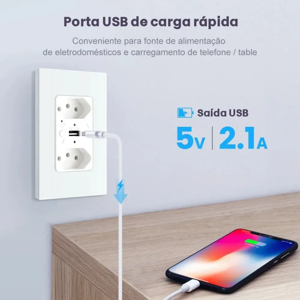 Tuya Smart Life WiFi Brazil Outlet, USB Wall Socket with Glass Touch ...