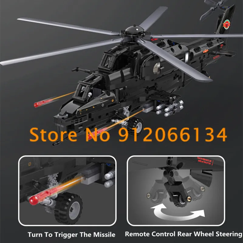 59CM Large RC Helicopter Toy with Missile Launch, Propeller Linkage ...