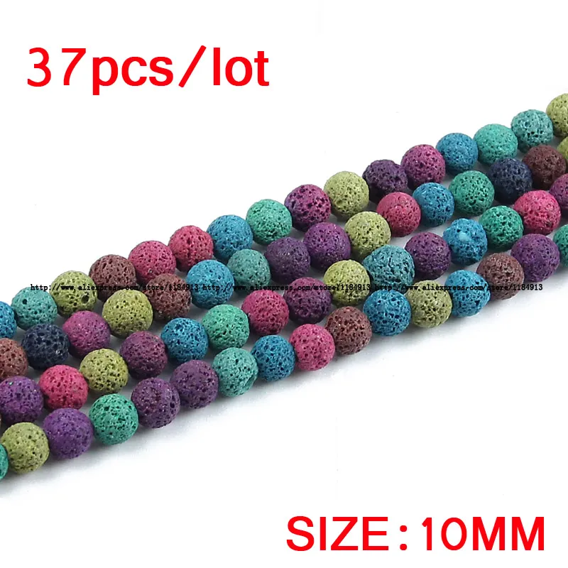 Colourful Lava Natural Stone Volcanic Rock 6/8/10/12MM Round Spacer ...
