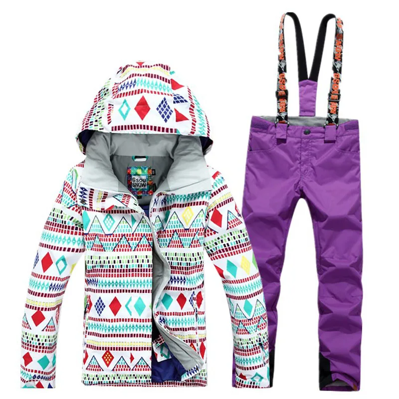 Gsou Snow Ski Suit Set: 10k Waterproof Jacket and Pants, Thickened ...