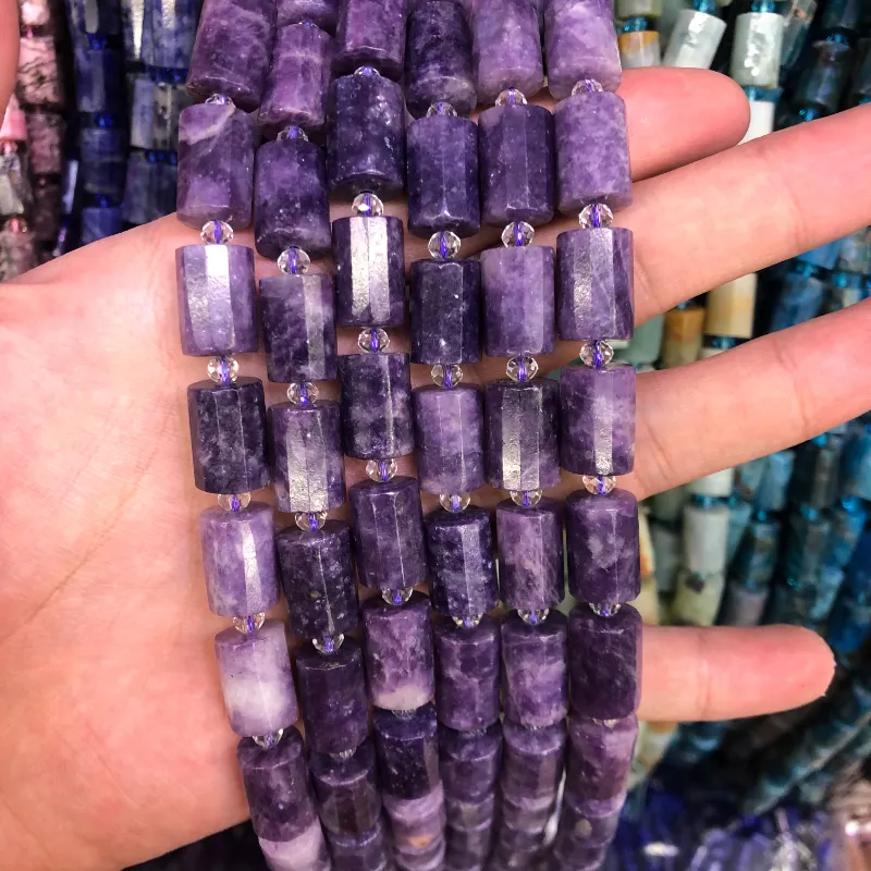Natural Rose Quartz Crystal Faceted Cylinder Spacer Tube Beads for DIY ...