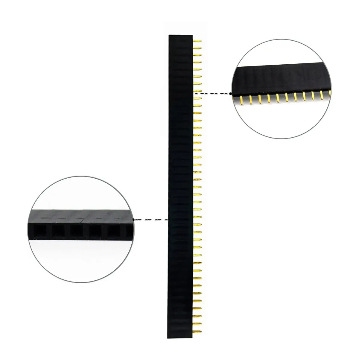 40 Pin 1x40 Single Row Male and Female 2.54 mm Breakable Pin Header PCB ...