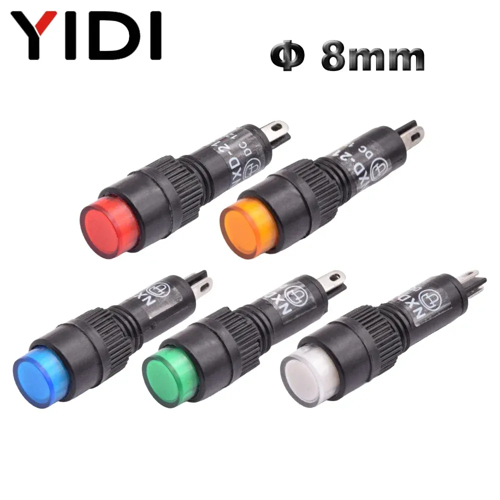 NXD-215 8mm LED Plastic Indicator Lamp 12V 24V 110V 220V AC DC Red ...