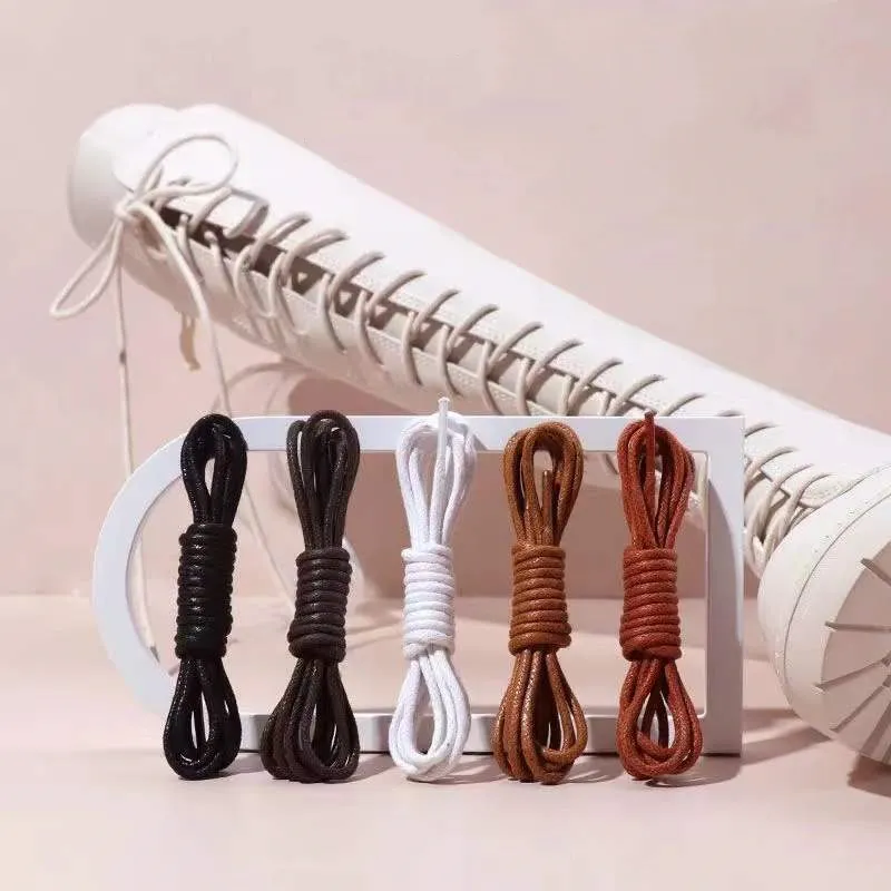 Custom Leather Boots Laces Extra Long, Black, Waxed Round Rope For ...