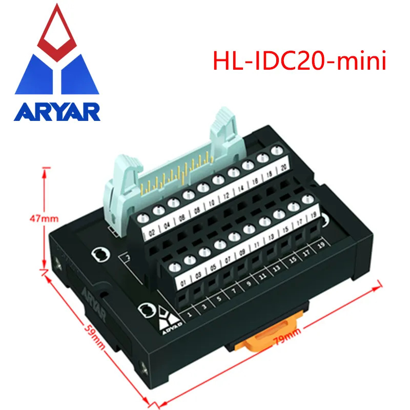 IDC20 Mini Breakout Board 20-Pin Terminal Block Module for DIN Rail ...