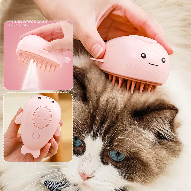 3-in-1 Pet Hairbrush, Cat Dog Grooming Comb, Electric Steam Hair Brush ...